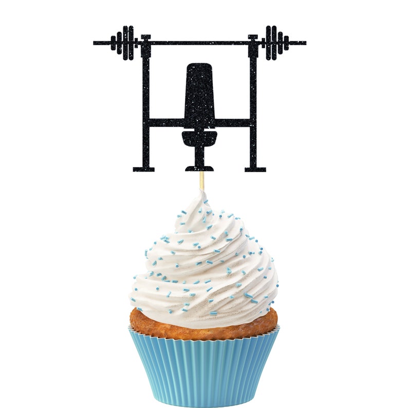 Bench Press Cupcake Toppers, Bodybuilder Party Decor, Fitness Cupcake ...