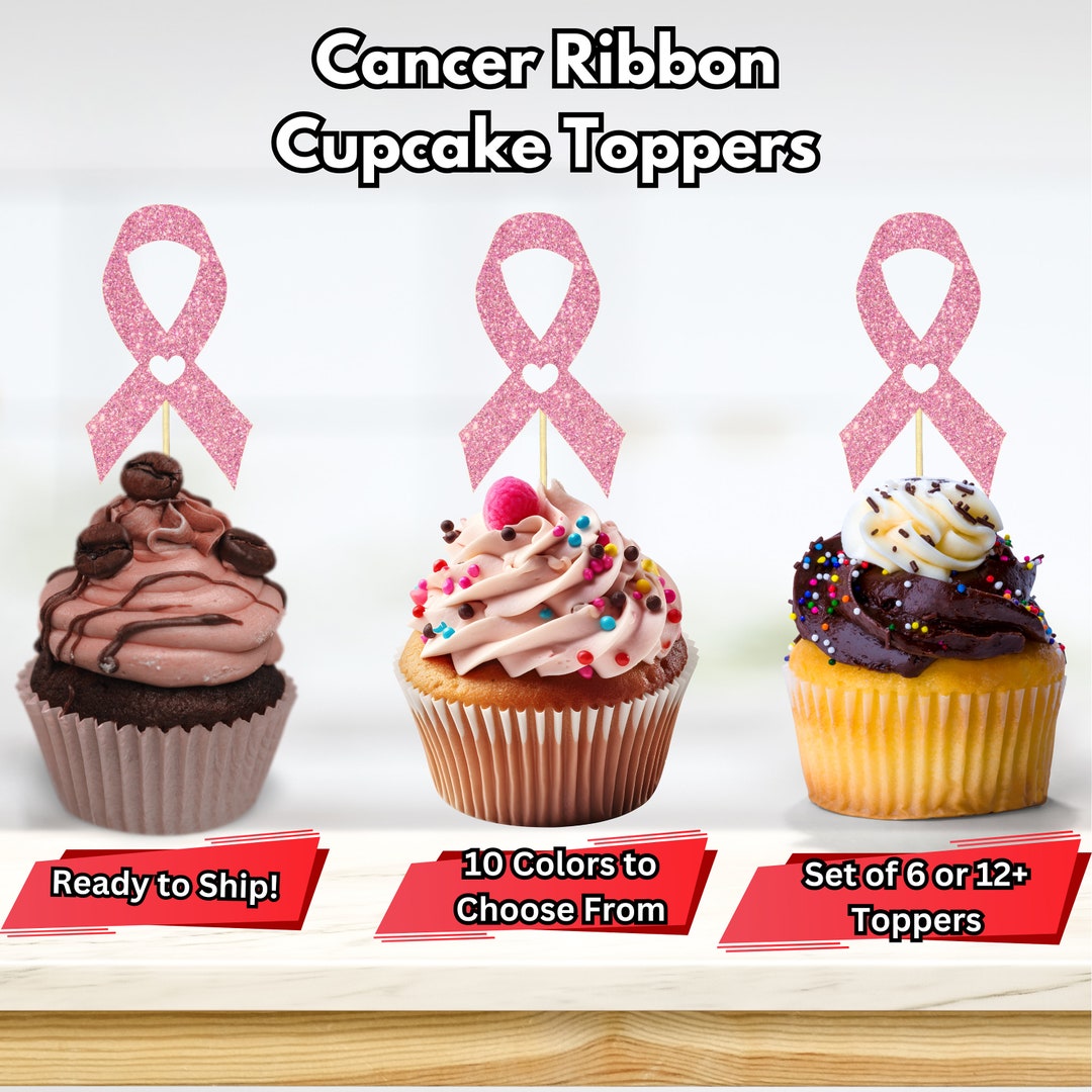 Cancer Ribbon Cupcake Toppers, Cancer Free Decor, Cancer Survivor ...
