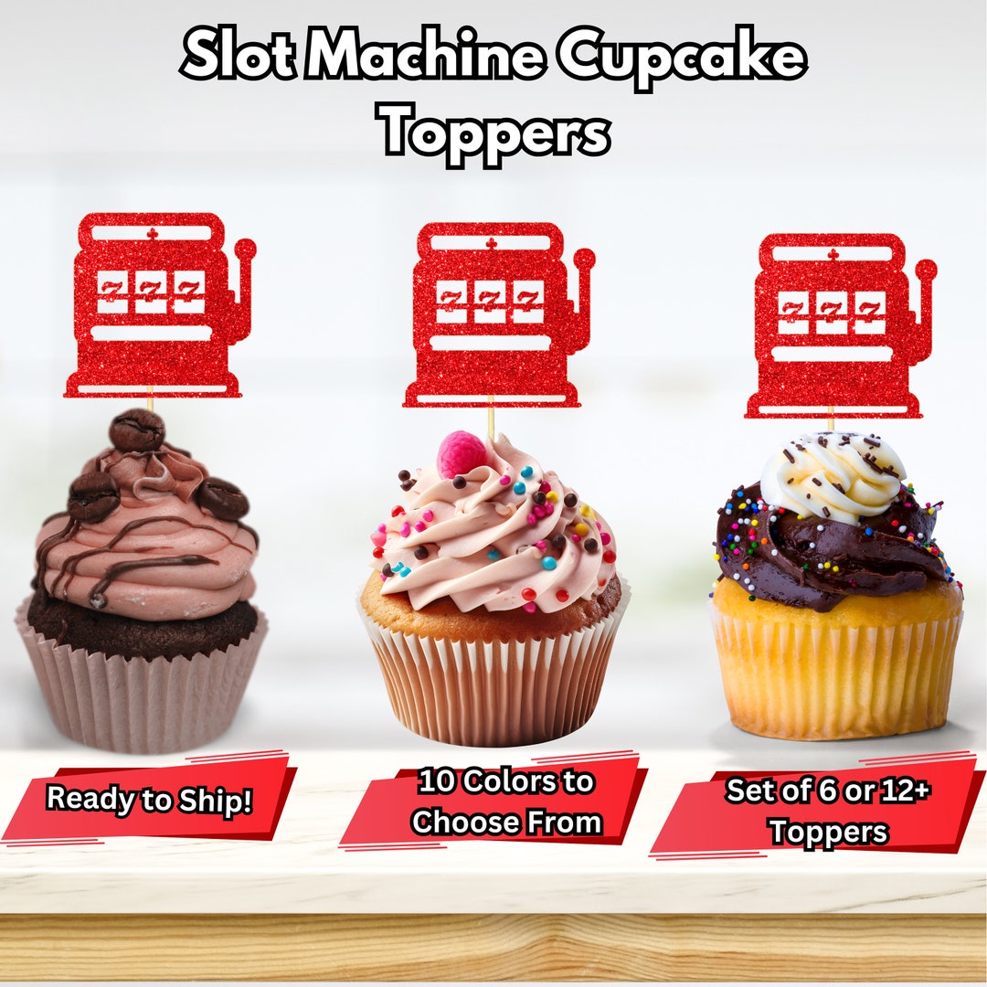 Slot Machine Cupcake Toppers, Las Vegas Party Decor, Poker Gambling ...