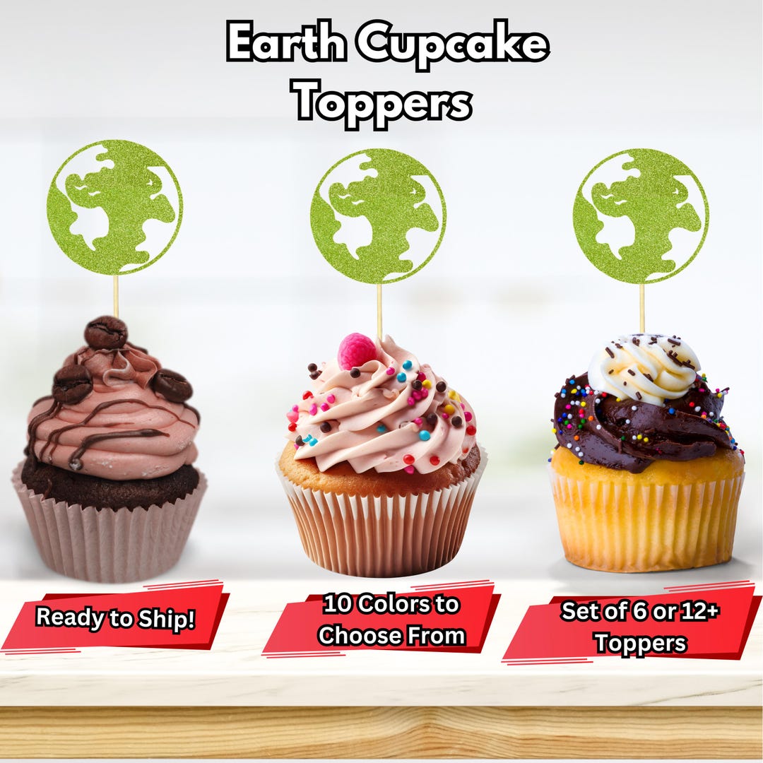Earth Cupcake Toppers, Around the World Party Decor, Travel Baby Shower ...