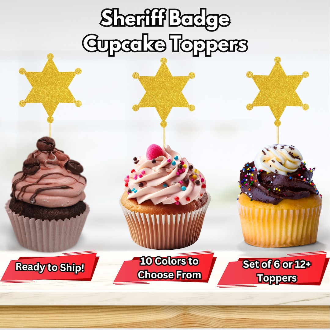 Sheriff Badge Cupcake Toppers, Sherriff Retirement Party Decor, Police ...