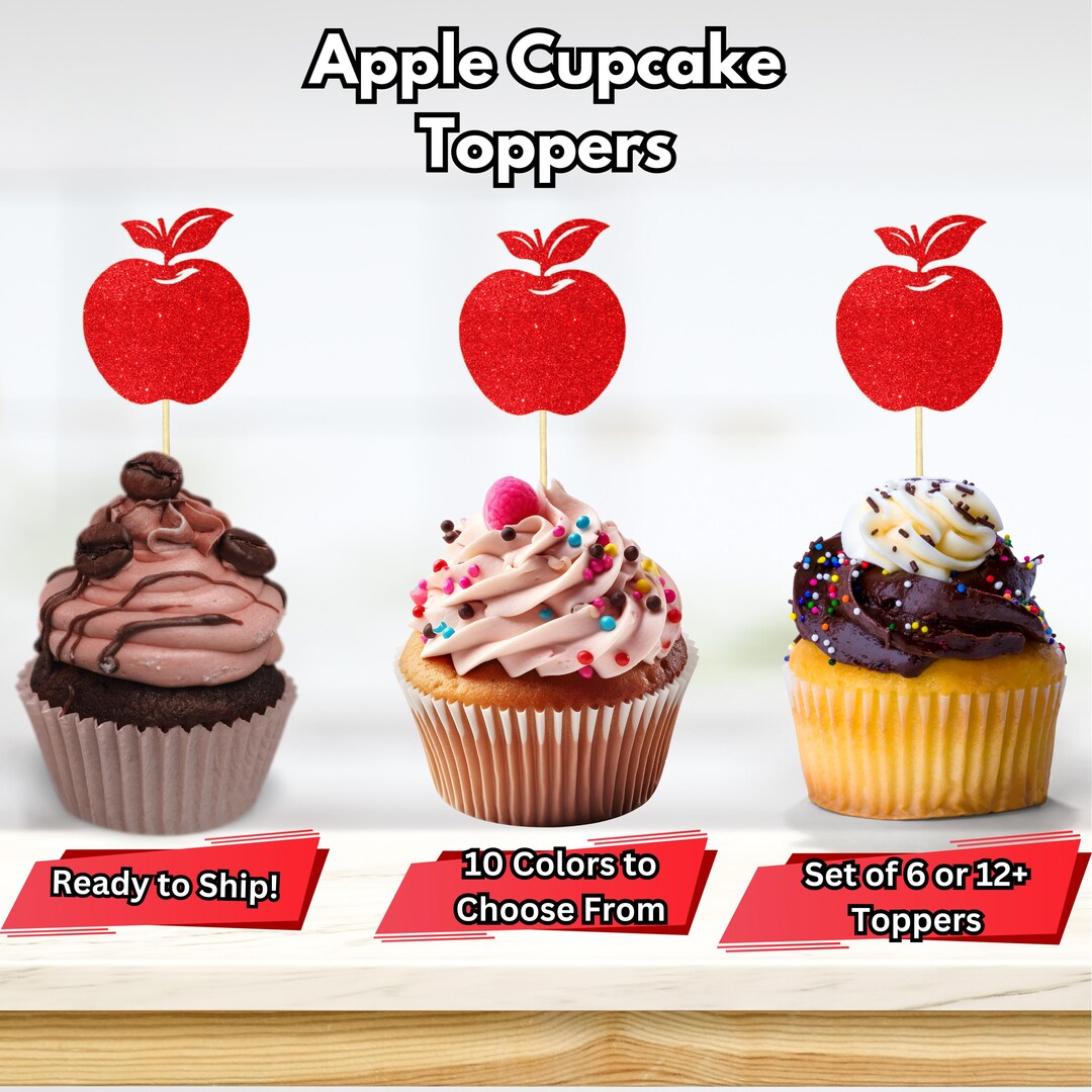 Apple Cupcake Toppers, Teacher Graduation Party, Back to School ...