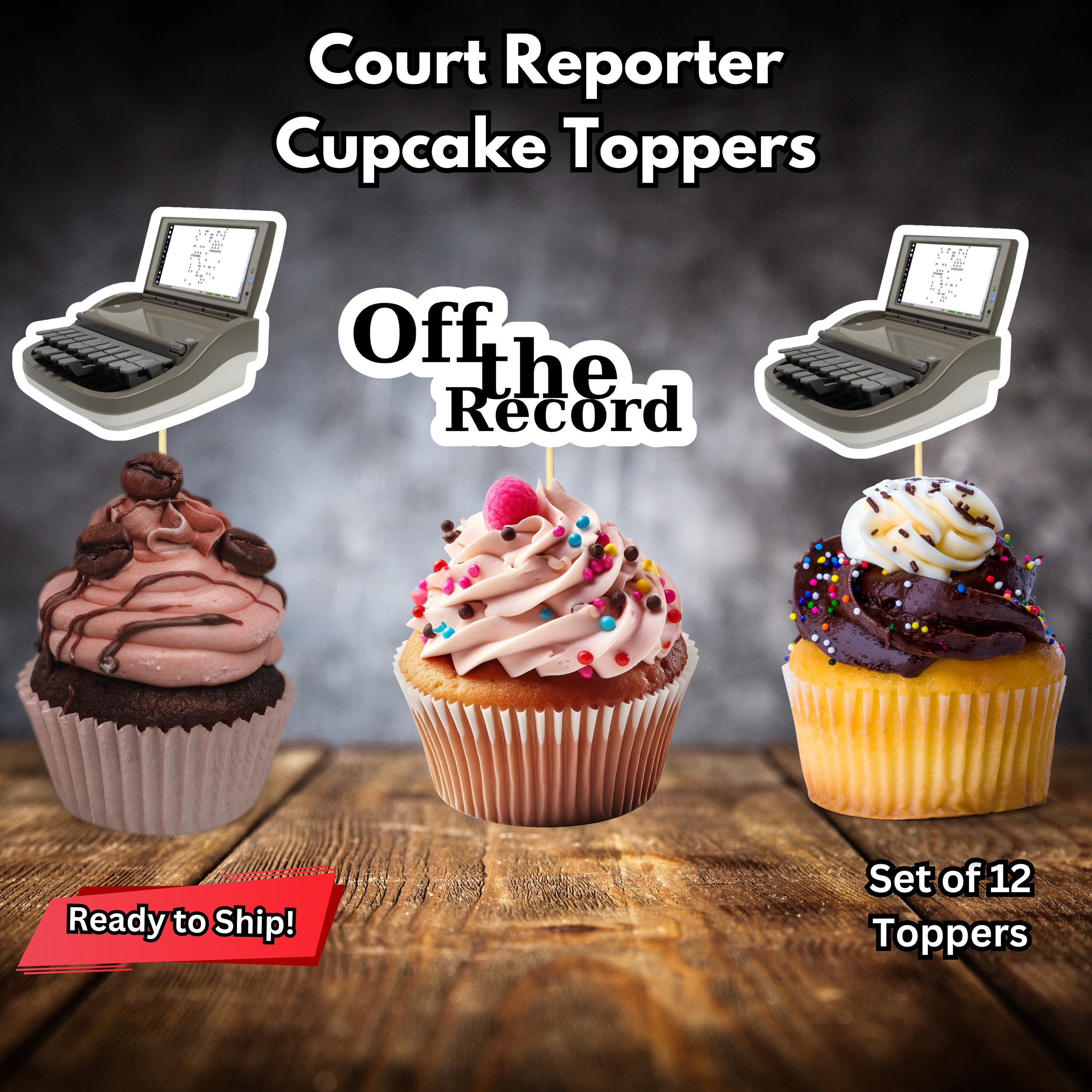 Court Reporter Cupcake Toppers, Stenographer Cupcake Toppers, Court ...