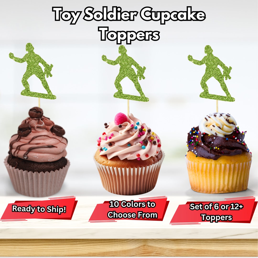 Toy Soldier Cupcake Toppers, Soldier Cupcake Toppers, Army Party Decor ...
