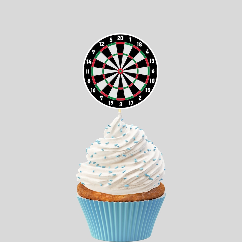 Darts Cupcake Topper, Dartboard Topper, Dart Party Decor, Darts Cake ...