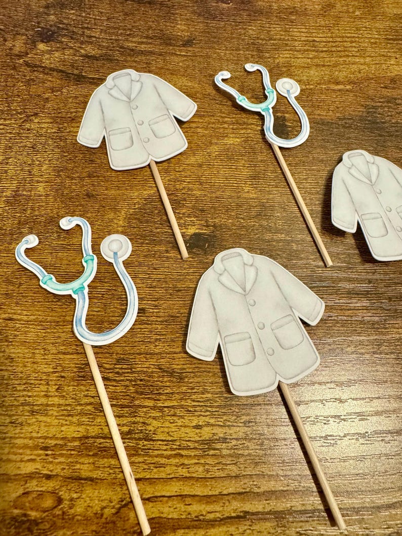 Doctor Cupcake Toppers, Watercolor, MD Toppers, Hospital Theme ...
