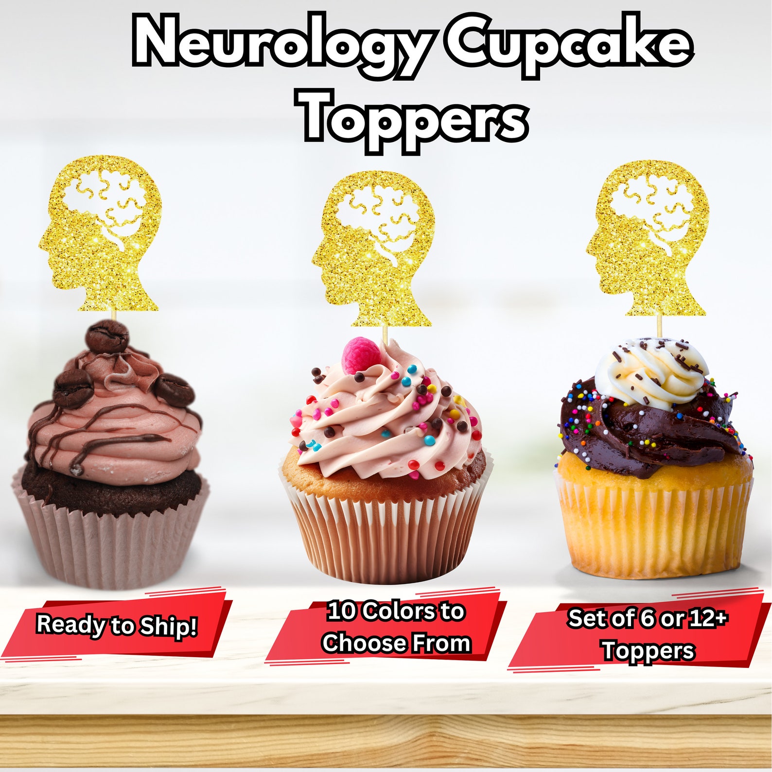 Neurology Cupcake Toppers, Brain Cupcake Toppers, Brain Power ...