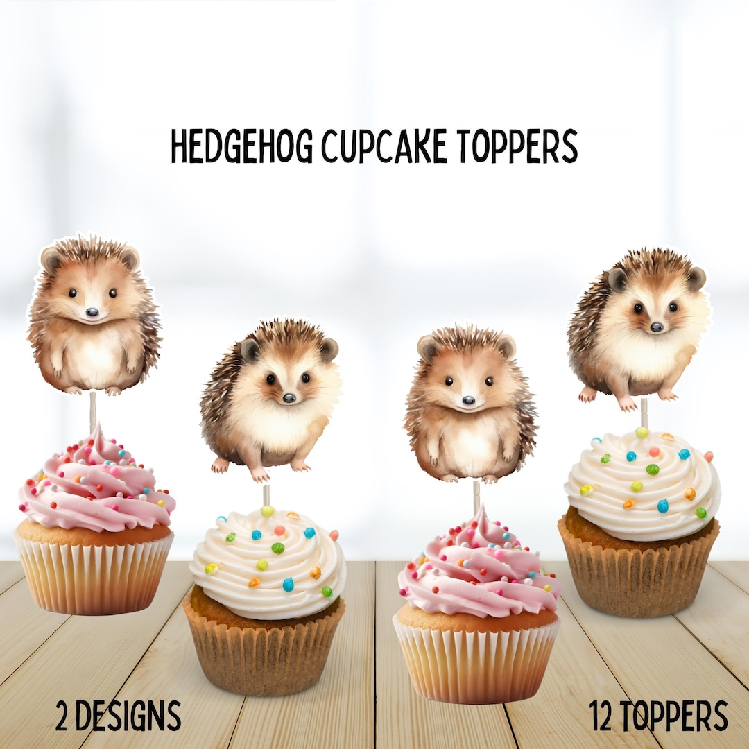 Hedgehog Cupcake Toppers, Woodland Animal Theme Party, Cute Hedgehog ...