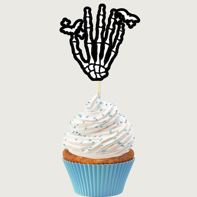 Five Skeleton Hand Cupcake Toppers, High Five Skeleton Cupcake Toppers ...