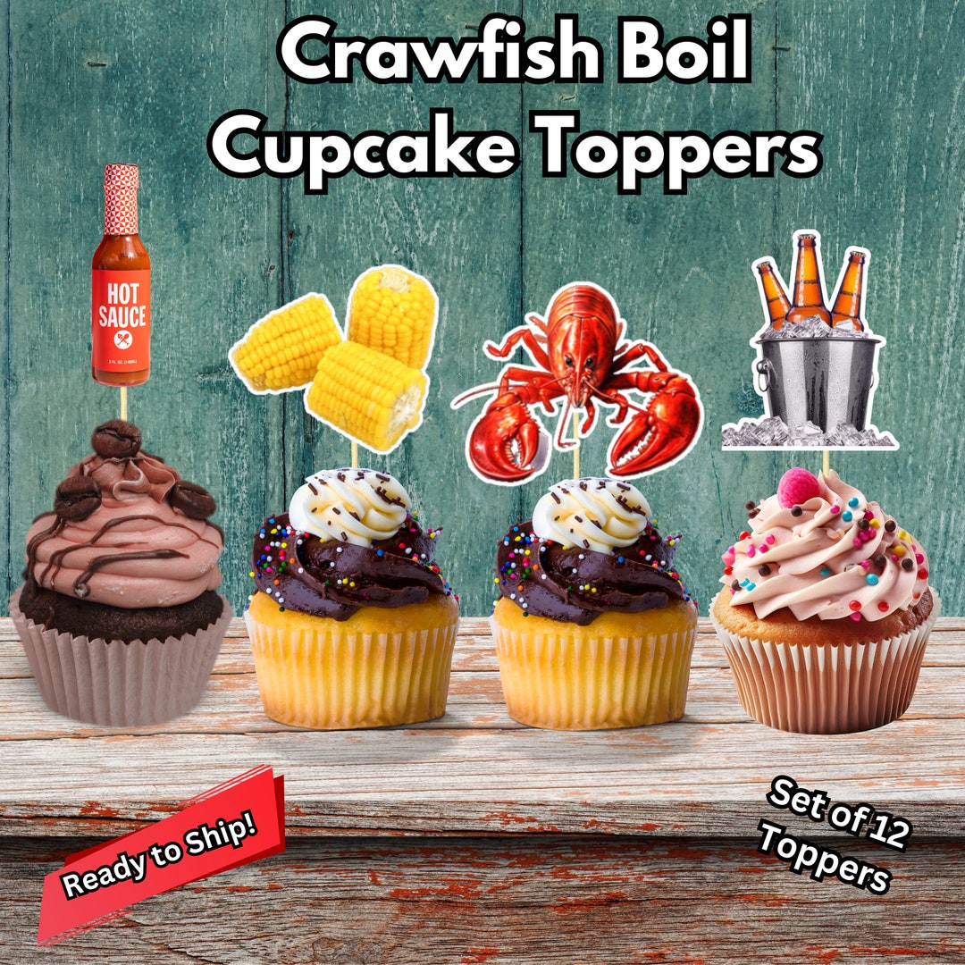 Crawfish Boil Cupcake Toppers, Crawfish Boil Toppers, 12 Toppers 2 Inch ...