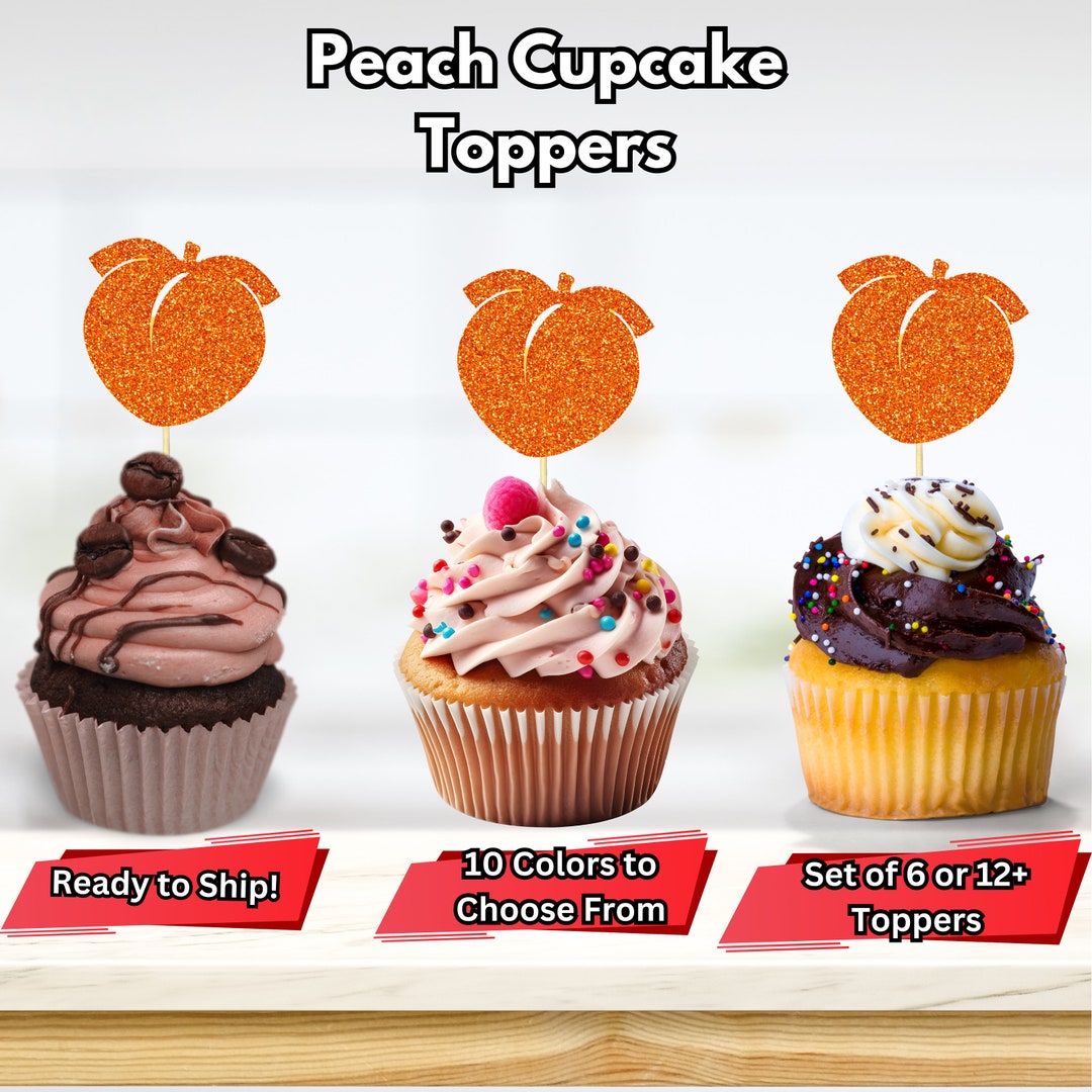 Peach Cupcake Toppers, One Sweet Peach Birthday Party Supplies, Glitter ...
