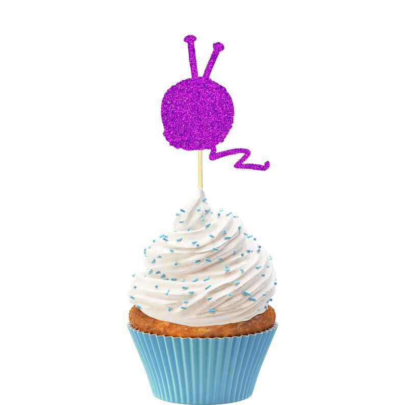 Yarn Cupcake Toppers, Crochet Party Decor, Crafter Birthday Party Decor ...