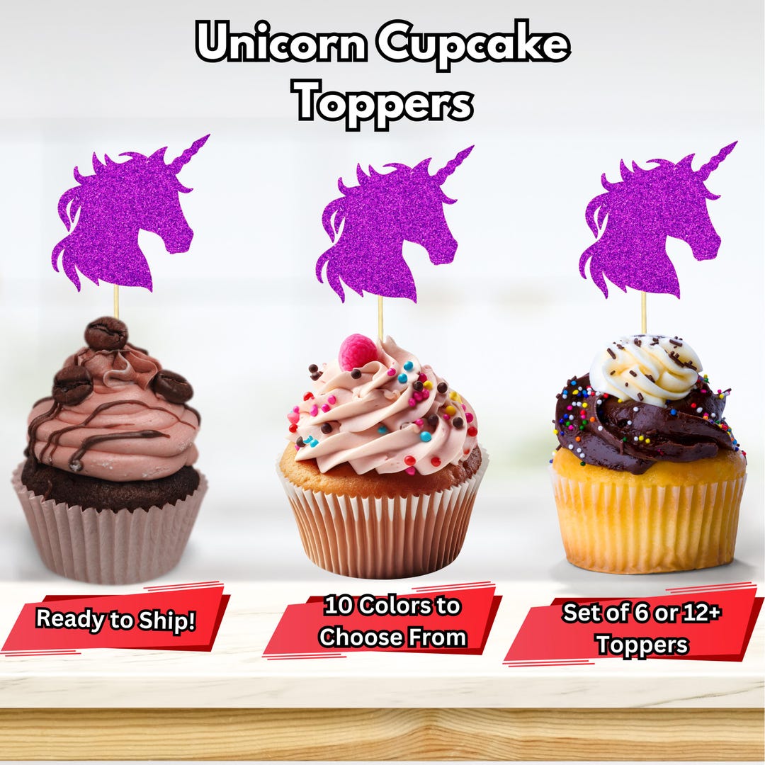 Unicorn Head Cupcake Toppers, Magical Unicorn Cupcake Decor, Unicorn ...