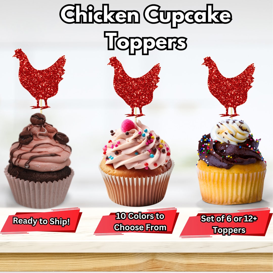 Chicken Cupcake Toppers, Crazy Chicken Lady, Rooster Food Picks, Farm ...