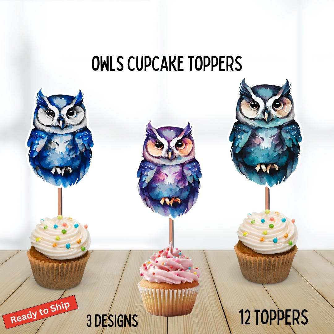 Hooting Good Owl Party Cupcake Toppers, Who's Having a Birthday ...