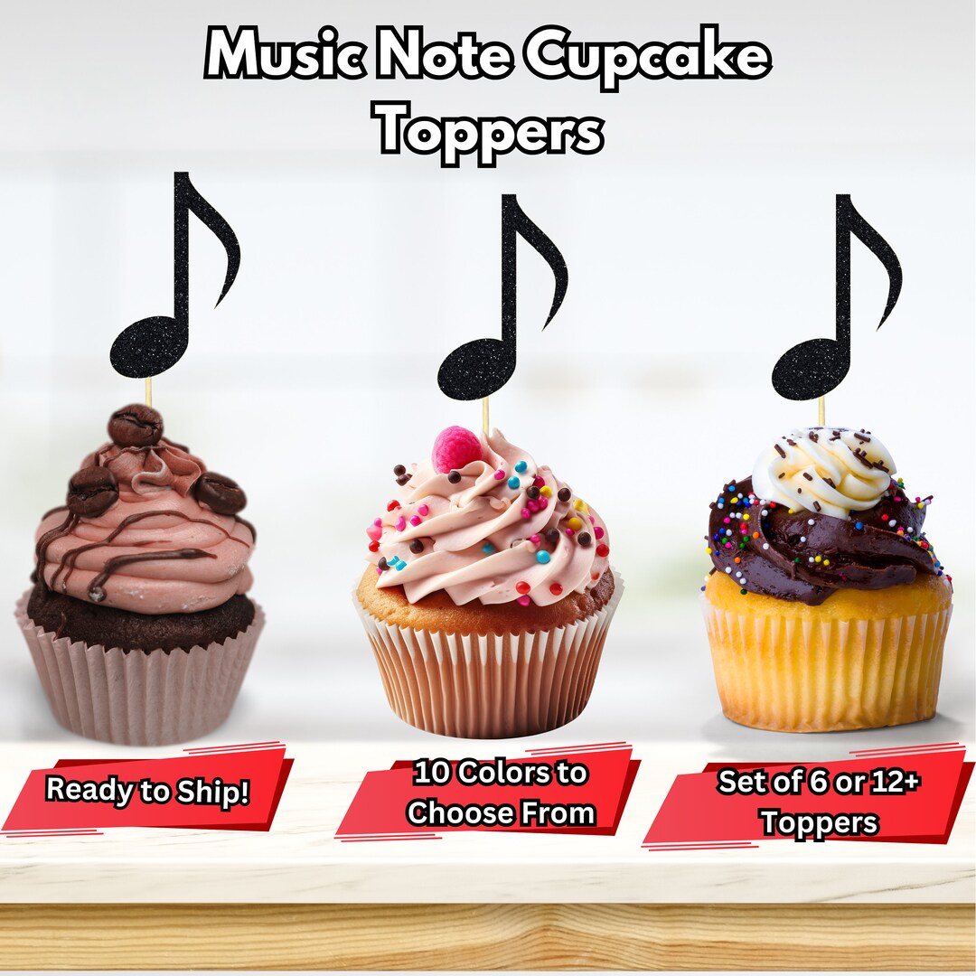 Music Note Cupcake Toppers, Music Theme Cupcake Toppers, Musical Note ...