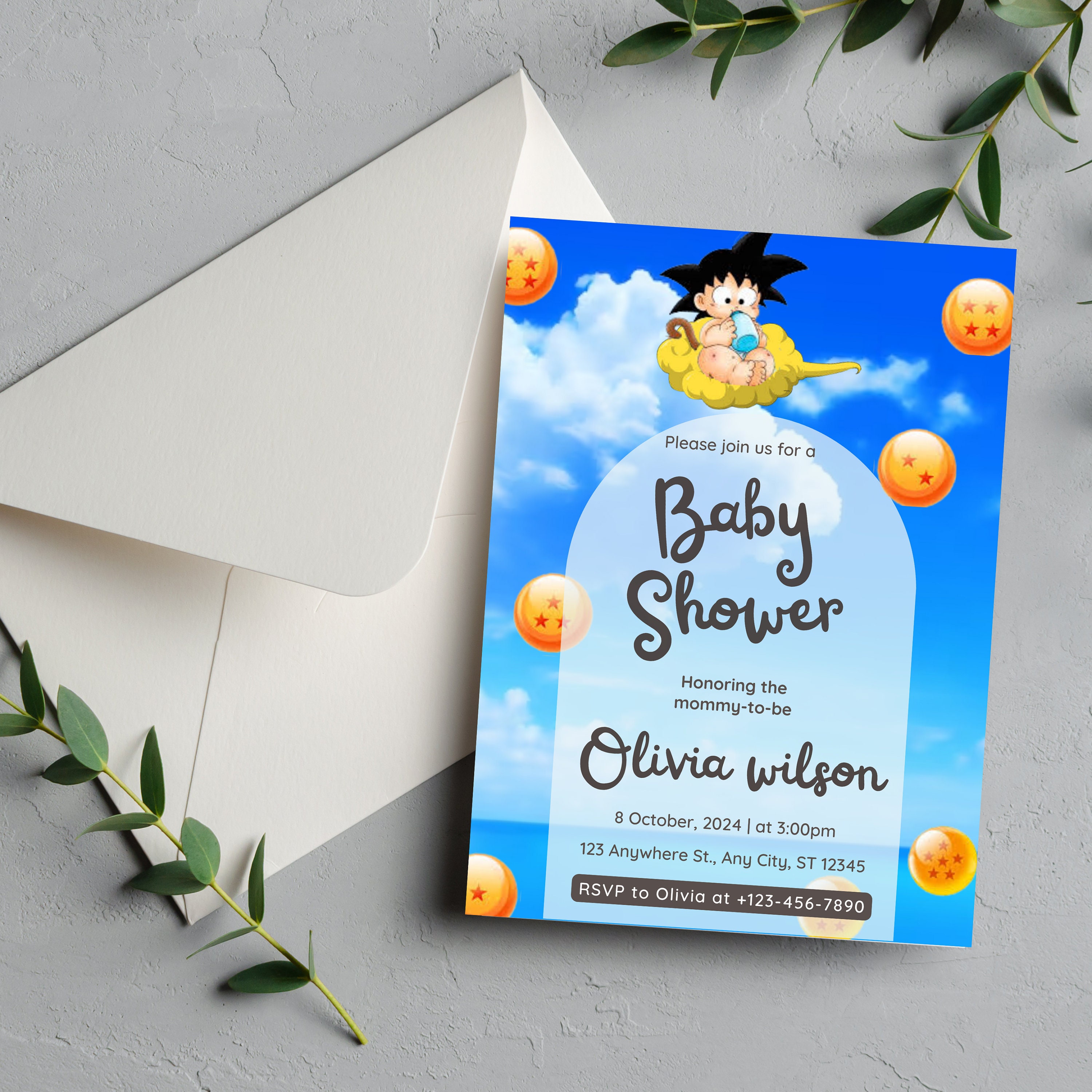 Dragonball Z Baby Shower Invite, Dragonball Z Baby Shower Theme, Baby ...
