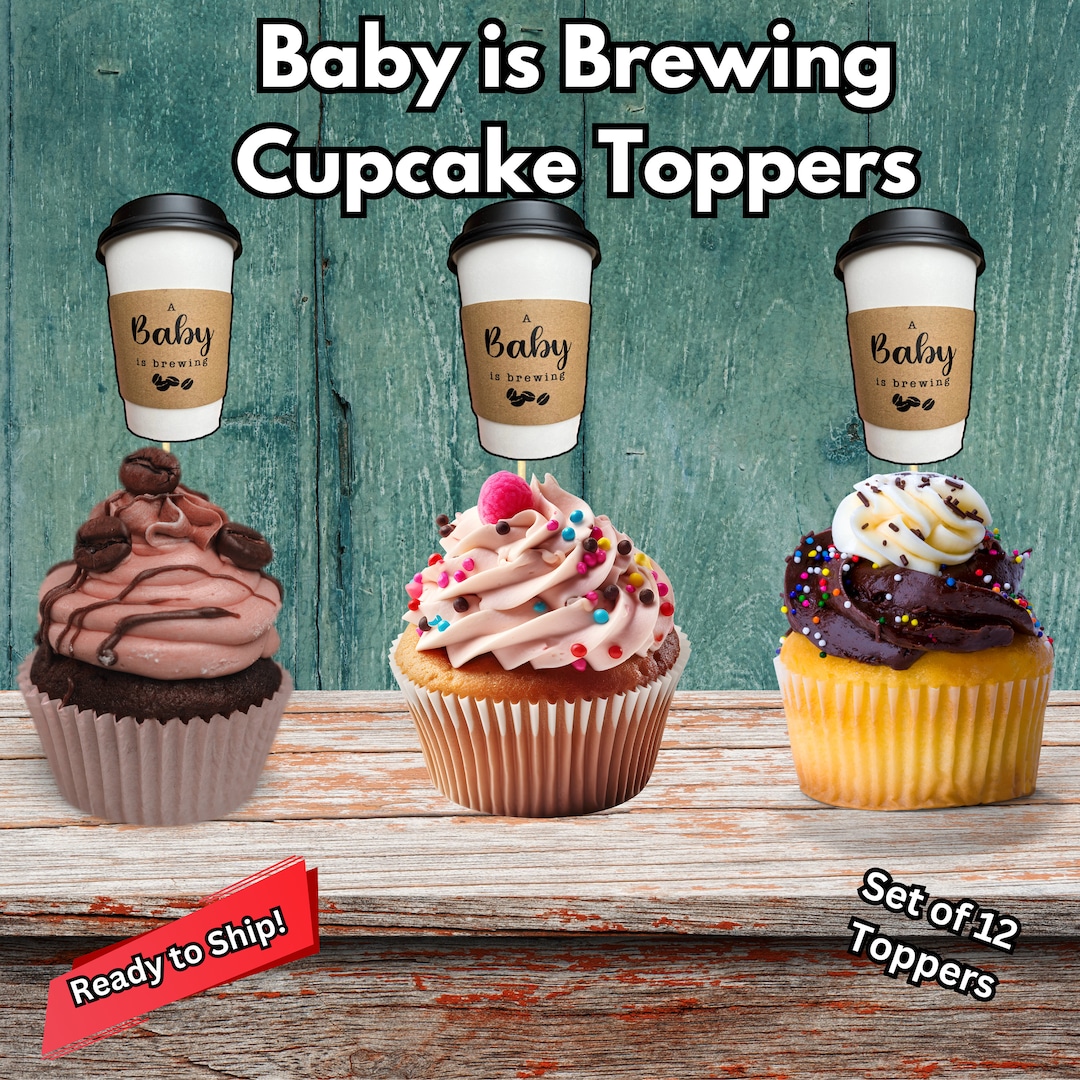 A Baby is Brewing Cupcake Toppers, Coffee Themed Baby Shower, Coffee ...