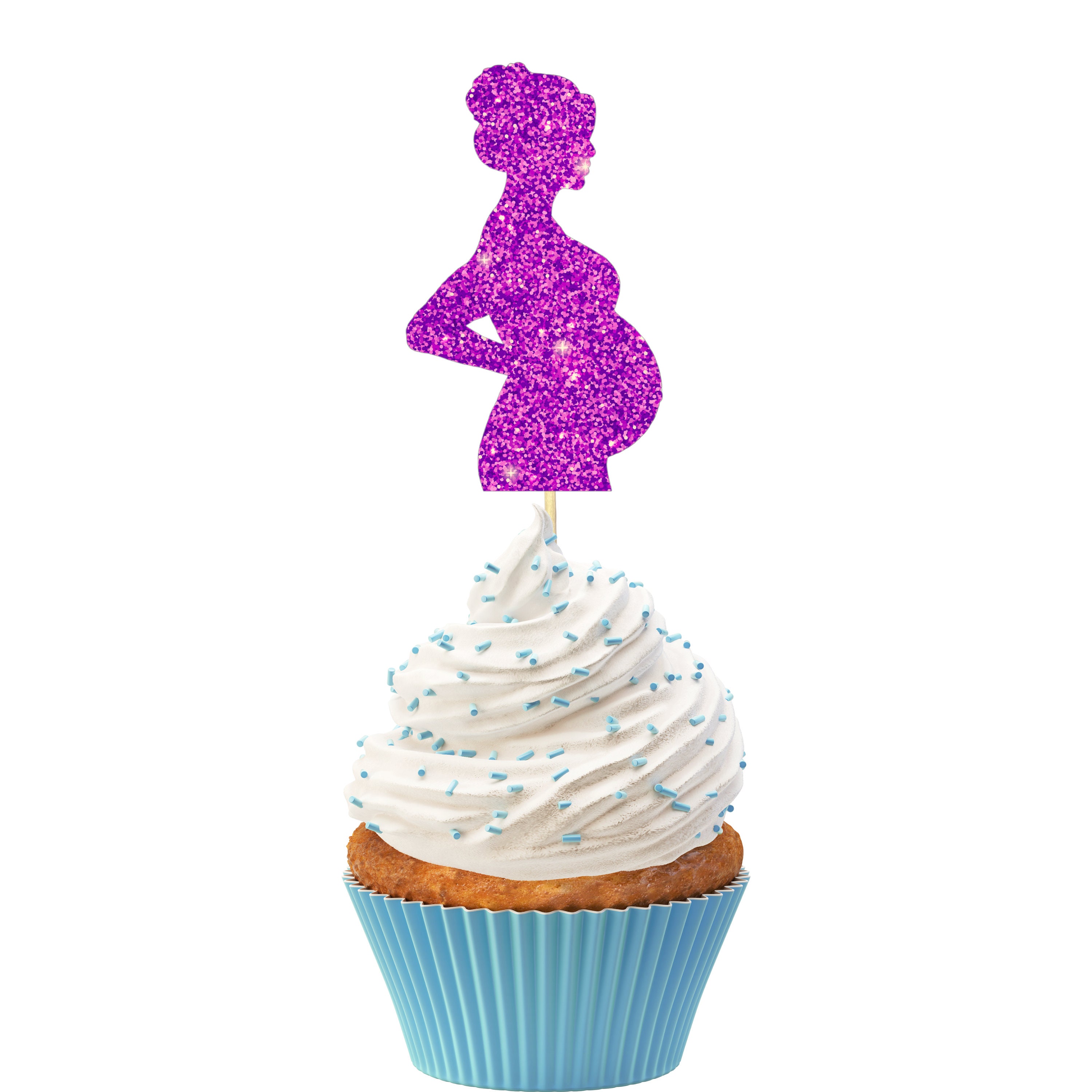 Pregnant Woman Cupcake Toppers, Baby Shower, Gender Reveal Decor ...
