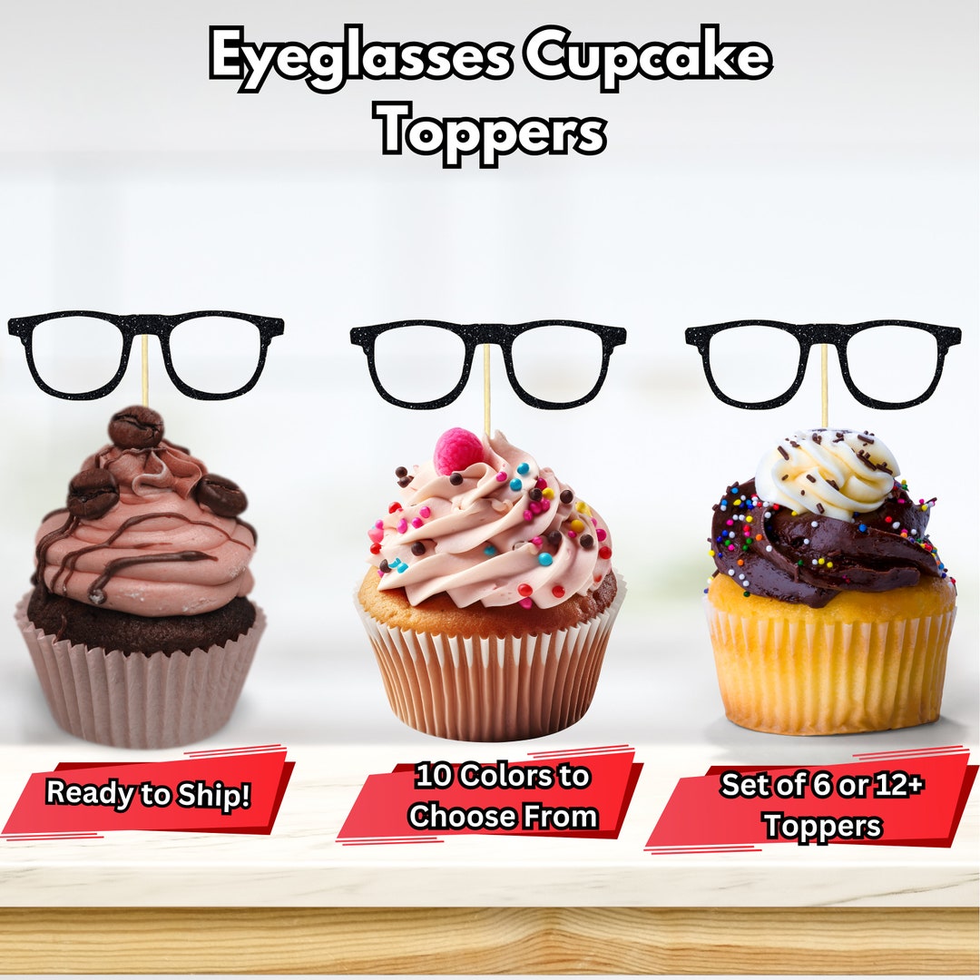 Eyeglasses Cupcake Toppers, Nerd Party Decor, Optometrist Graduation ...