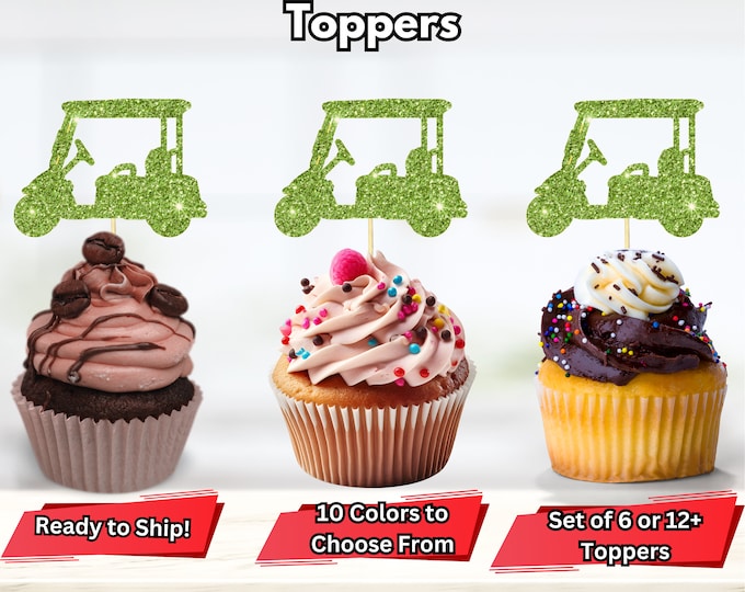Golf Cart Cupcake Toppers, Golf Birthday Cupcake Toppers, Golf Birthday ...