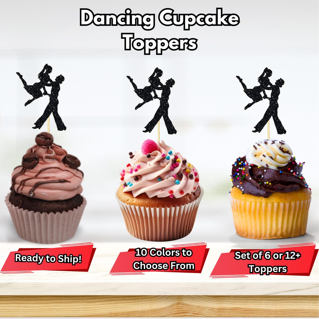 Dancing Cupcake Toppers, Masquerade Prom Party Decor, Wedding Dance ...
