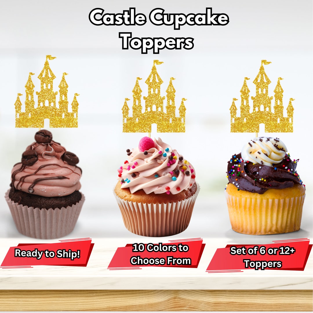 Castle Cupcake Toppers, Princess Themed Birthday Decor, Princess Party ...