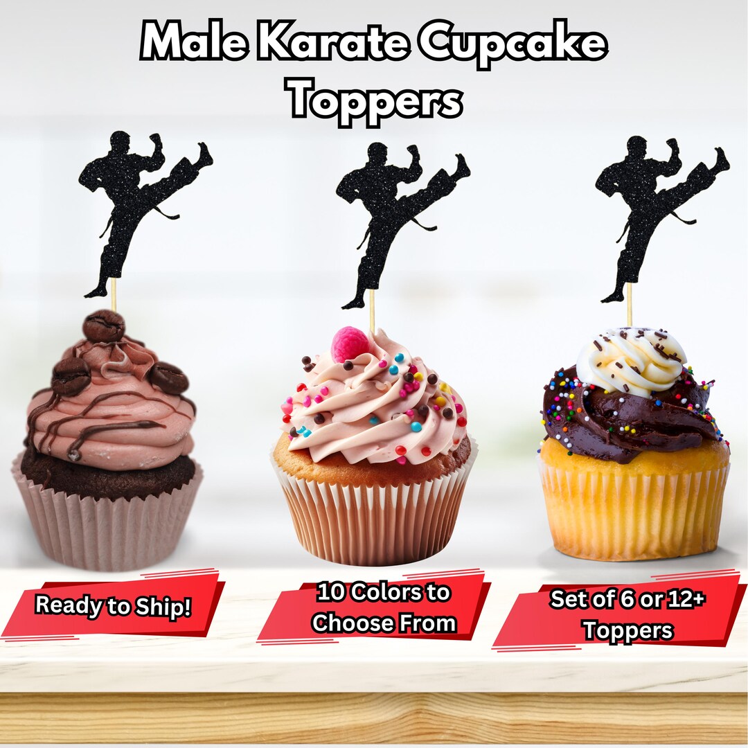 Male Karate Cupcake Toppers, Martial Arts Cupcake, Martial Arts Food ...