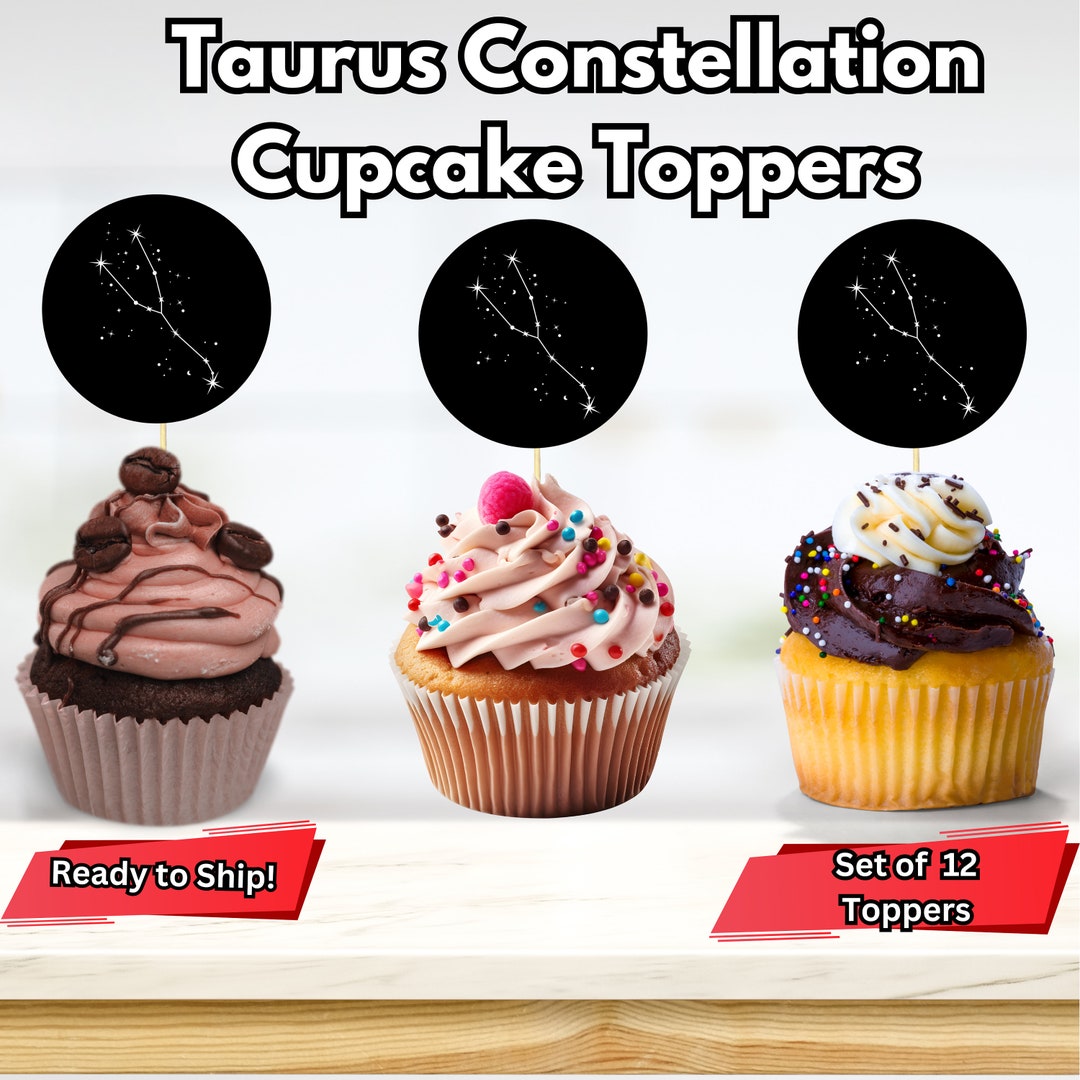Taurus Cupcake Toppers, Zodiac Topper, Astrology Cupcake Topper, Zodiac ...