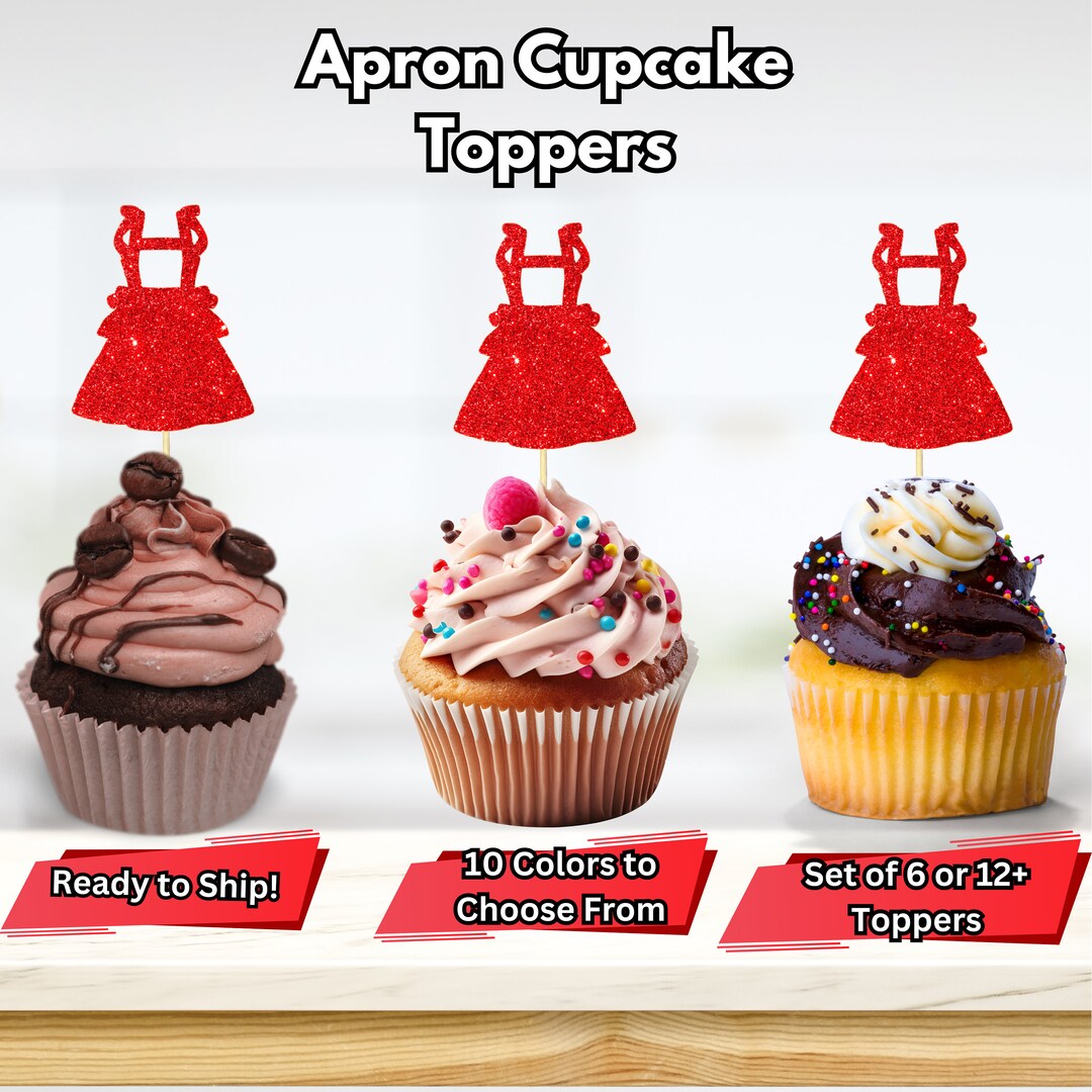 Apron Cupcake Toppers, Pastry Chef Graduation Party, Baking Party Decor ...