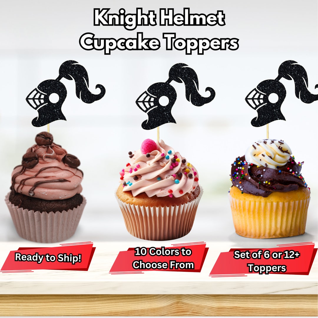 Knight Helmet Cupcake Toppers, Medieval Knight Decor, Knights Party ...