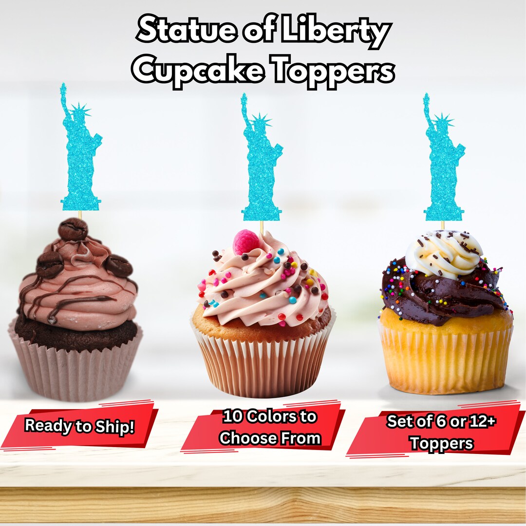 Statue of Liberty Cupcake Toppers, Travel Party Decor, New York Theme ...