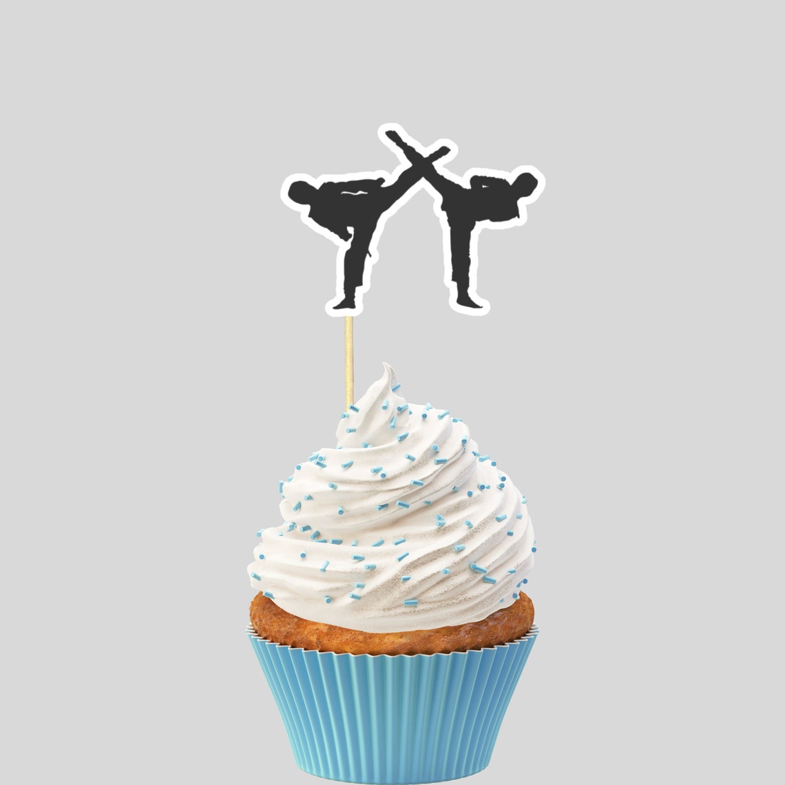 Tae Kwon Do Cupcake Toppers, Martial Arts Cupcake Picks, Black Belt ...