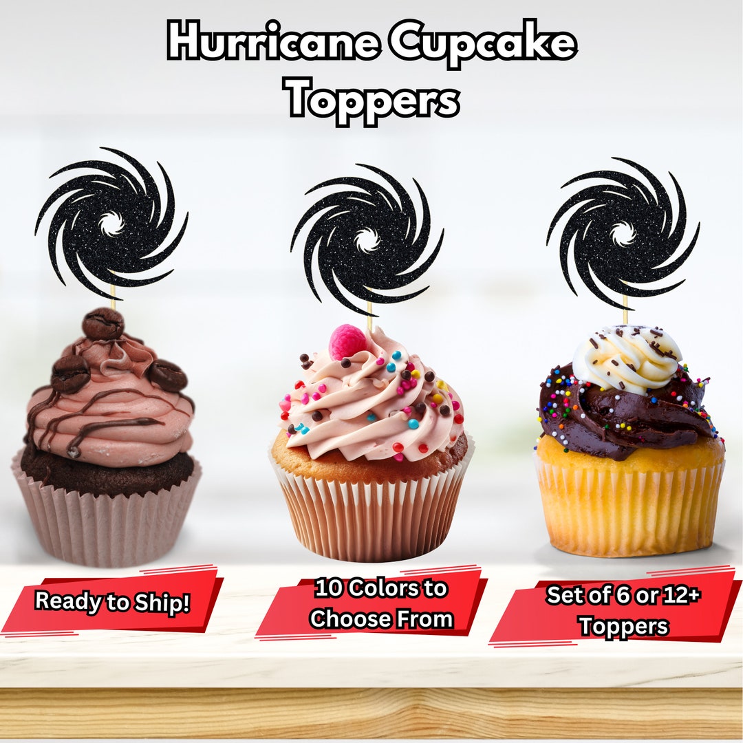 Hurricane Cupcake Toppers, Storm Theme Cupcake Picks, Weather Cupcake ...