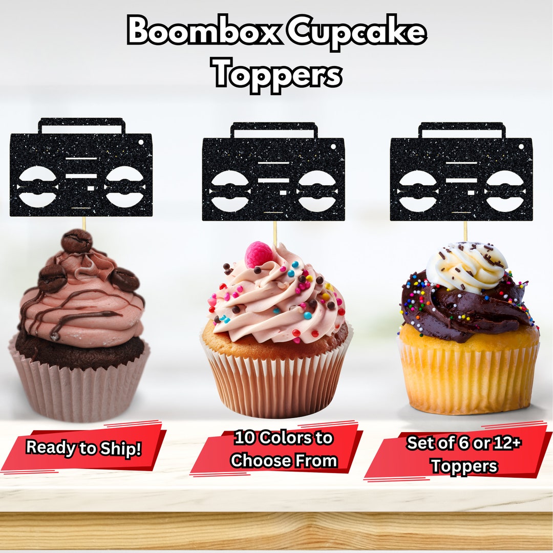Boombox Radio Cupcake Toppers, Rap Birthday Party Decor, Hip Hop Decor ...