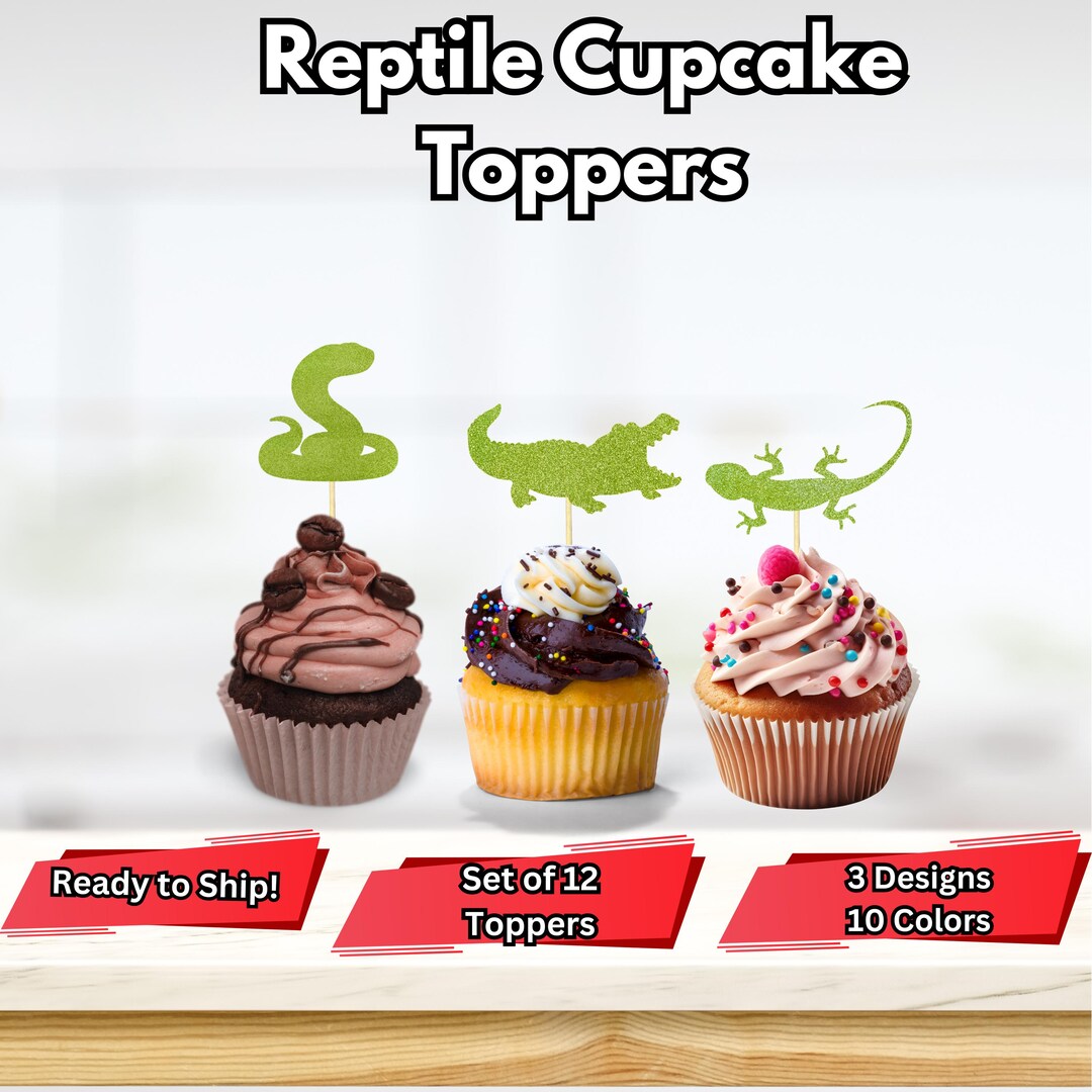 Reptile Cupcake Toppers, Alligator Birthday Decor, Snake Party ...