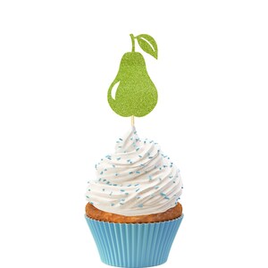 Pear Cupcake Toppers, Tutti Frutti Party Decor, Fruit Cupcake Picks ...