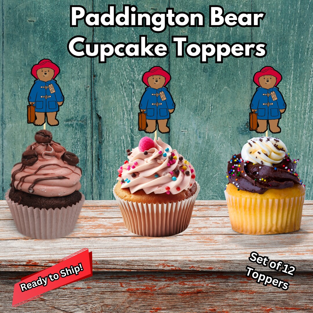Paddington Cupcake Toppers, Bear Cupcake Toppers, Bear Face Cupcake Toppers, Teddy Bear Cupcake ...