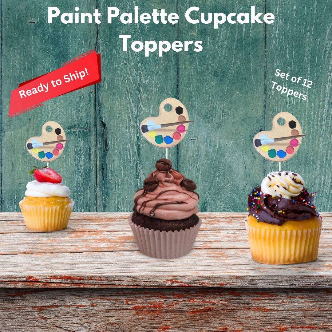 Paint Palette Cupcake Toppers, Paint Party Cupcake Toppers, Art Party ...