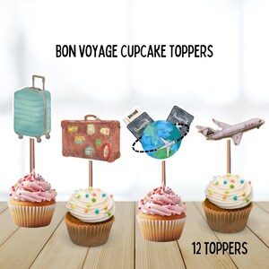 Bon Voyage Travel Cupcake Toppers, Farewell, 12 Count, Traveling ...