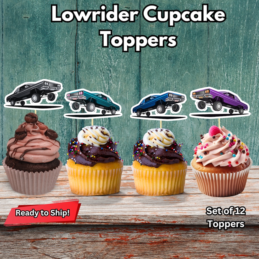 Lowrider Cupcake Toppers, Hydraulic Car Cupcake Toppers, Lowrider Party ...
