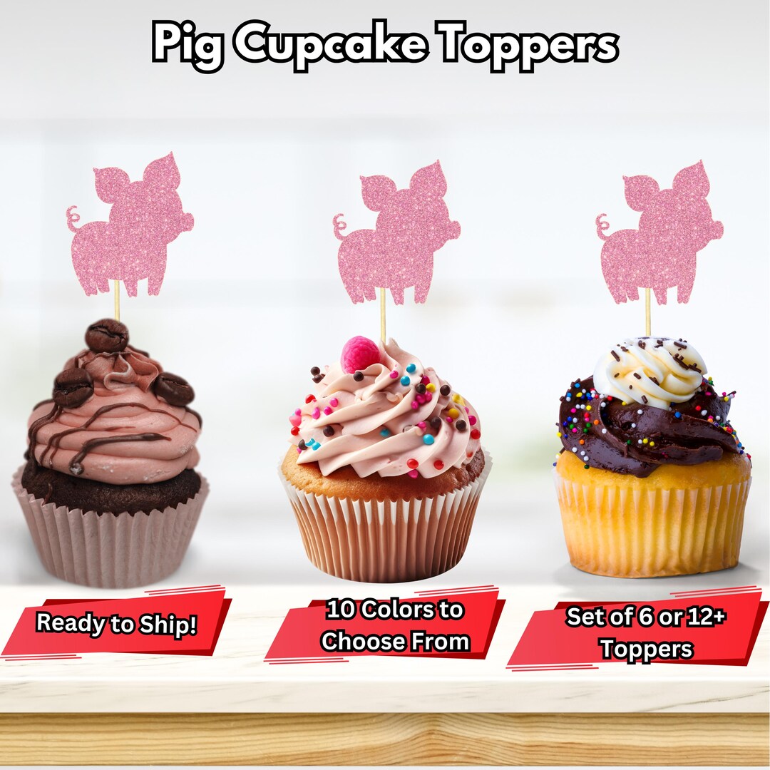 Pig Cupcake Toppers, Farm Themed Birthday Party Decor, Piggy Themed ...