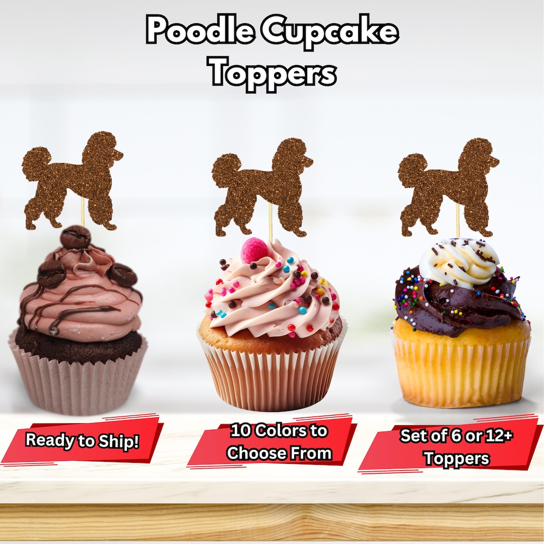 Poodle Cupcake Toppers, Paris Bridal Shower, Dog Cupcake Toppers, Paris ...
