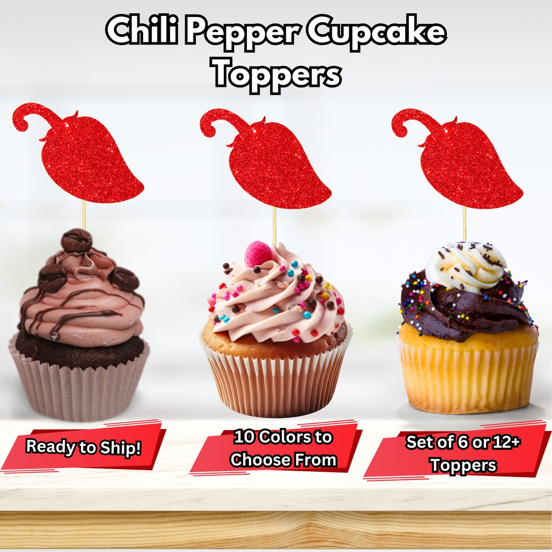Chili Pepper Cupcake Toppers, Fiesta Toppers, Fiesta Party Decor ...