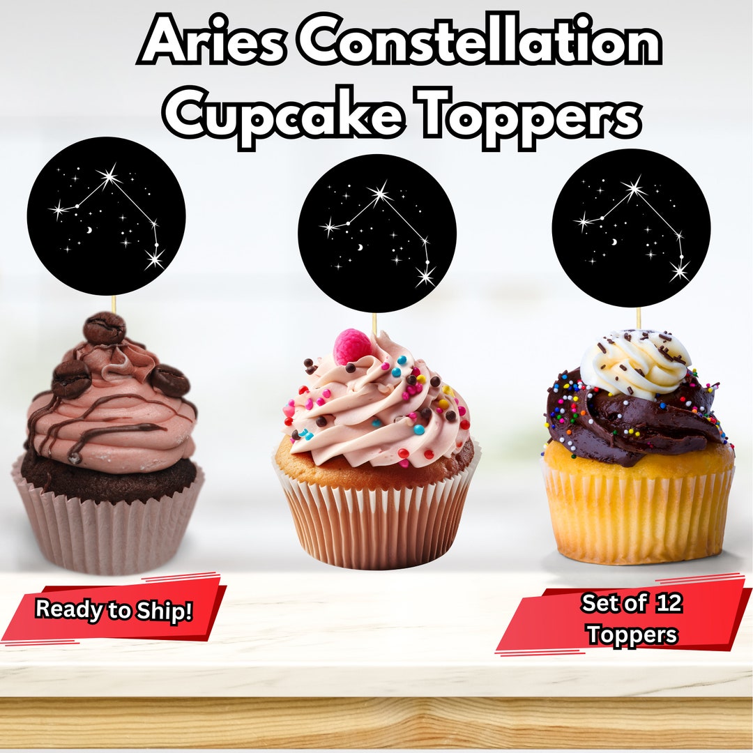 Aries Cupcake Toppers, Zodiac Topper, Astrology Cupcake Topper, Zodiac ...