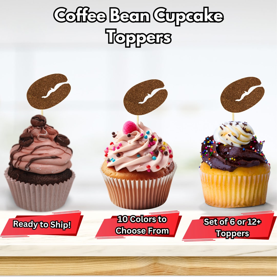 Coffee Bean Cupcake Toppers, Espresso Latte Food Picks, Coffee Bridal ...