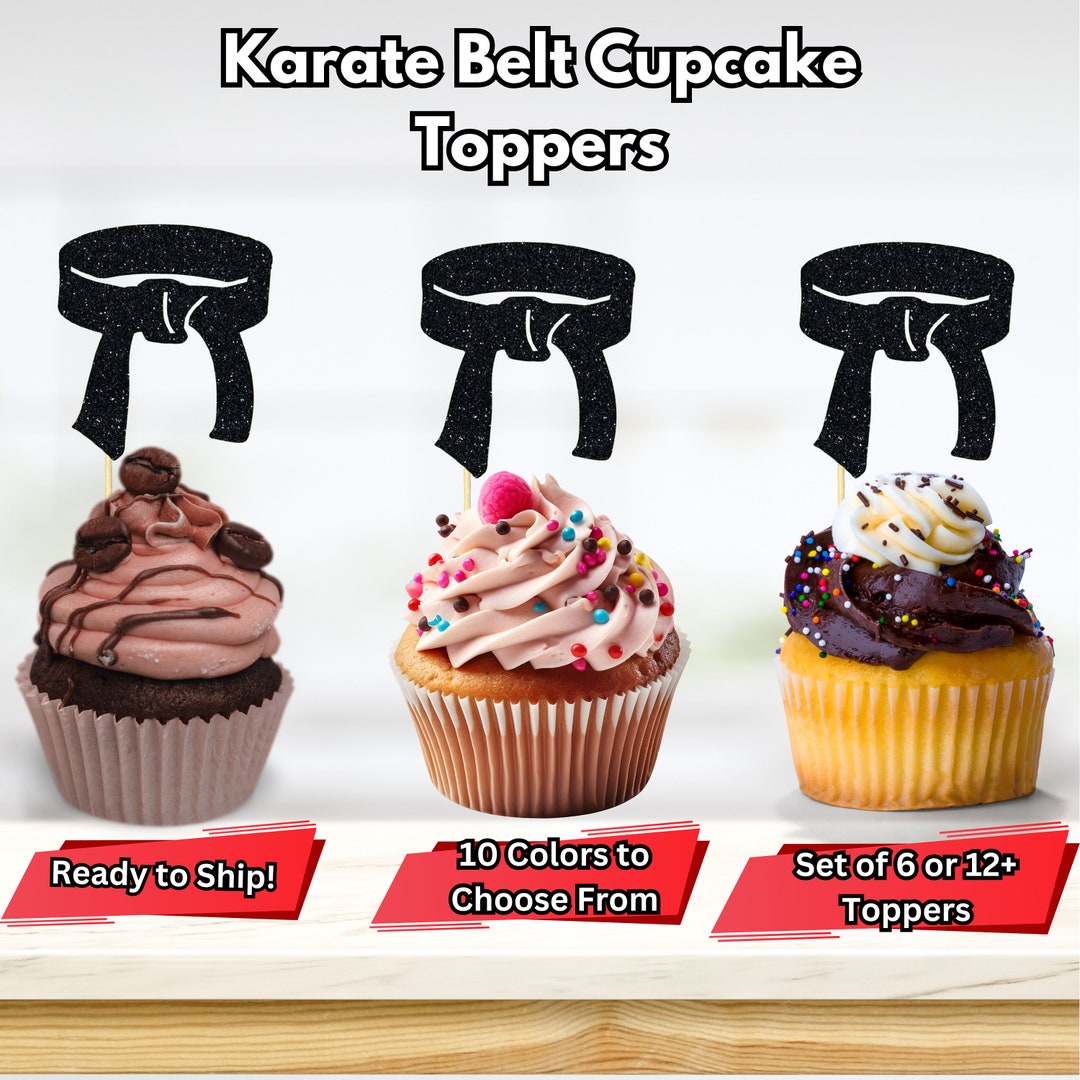 Karate Belt Cupcake Toppers, Taekwondo Party Decor, Fighting Karate ...