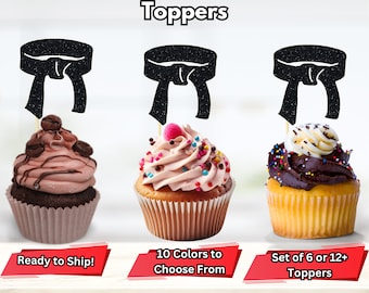 Karate Belt Cupcake Toppers, Karate Party Decorations, Martial Arts ...