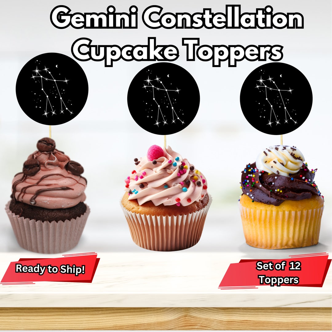 Gemini Cupcake Toppers, Zodiac Topper, Astrology Cupcake Topper, Zodiac ...