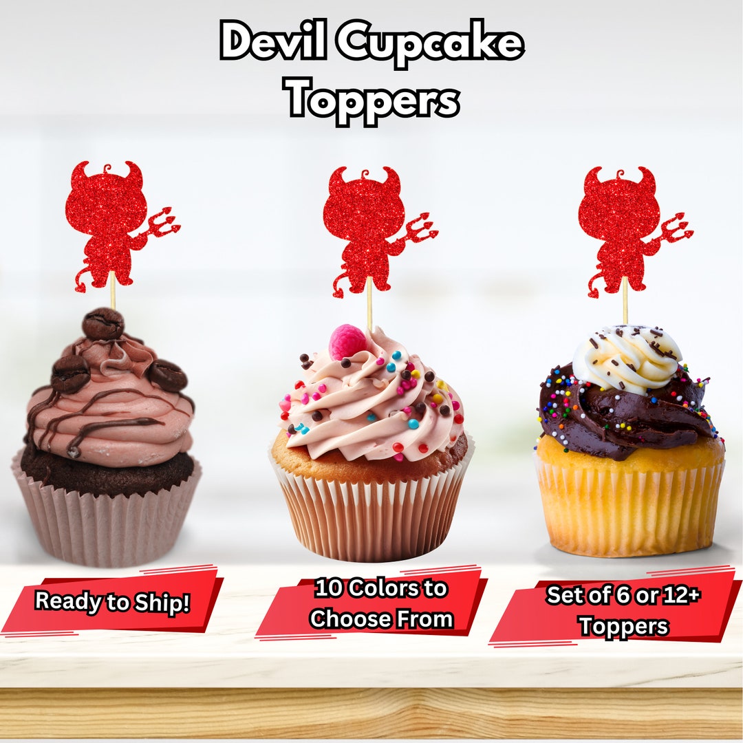 Devil Cupcake Toppers, Halloween Birthday Party Decor, Monster Mash ...